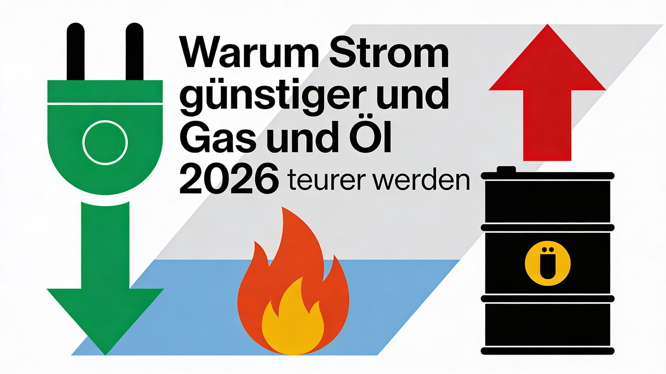 Deutsch: Heizkosten 2026: Strom günstiger und Gas/Öl teurer
